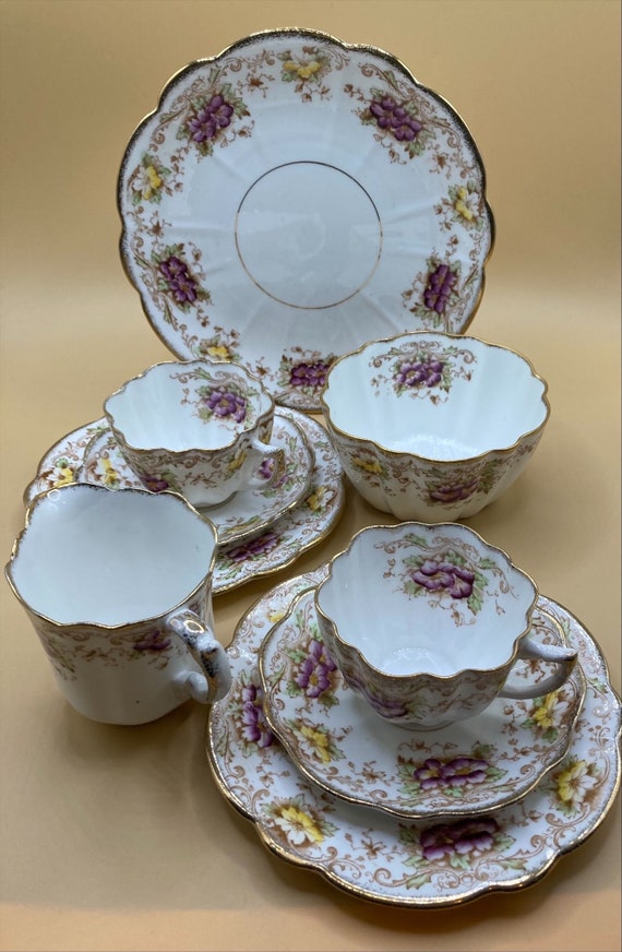 Antique Melba China Tea Set for Two Violet Shabby Chic | Etsy