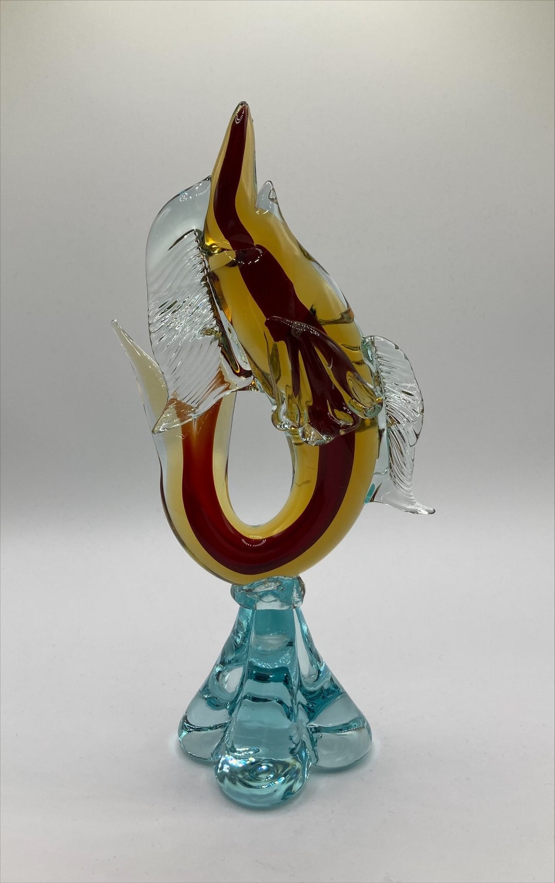 Murano Glass Fish Figurine, Colored Glass Fish Figurine, Art Deco ...