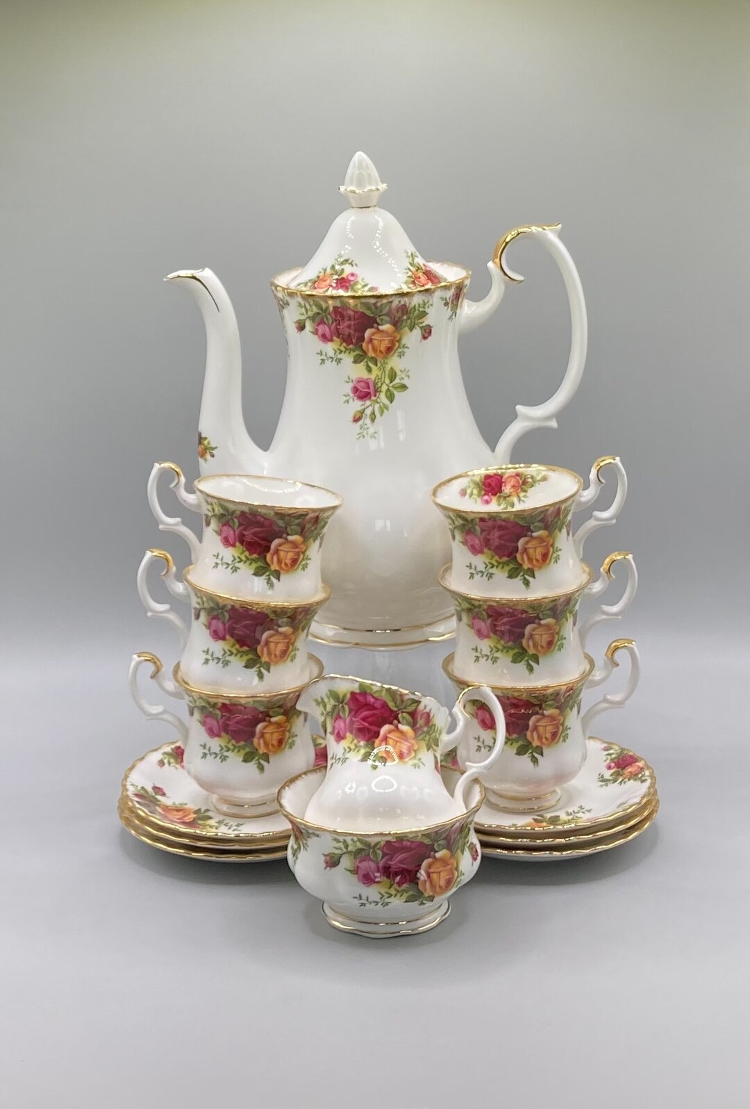 Royal Albert Old Country Roses Coffee Set, Vintage Coffee Espresso Set ...