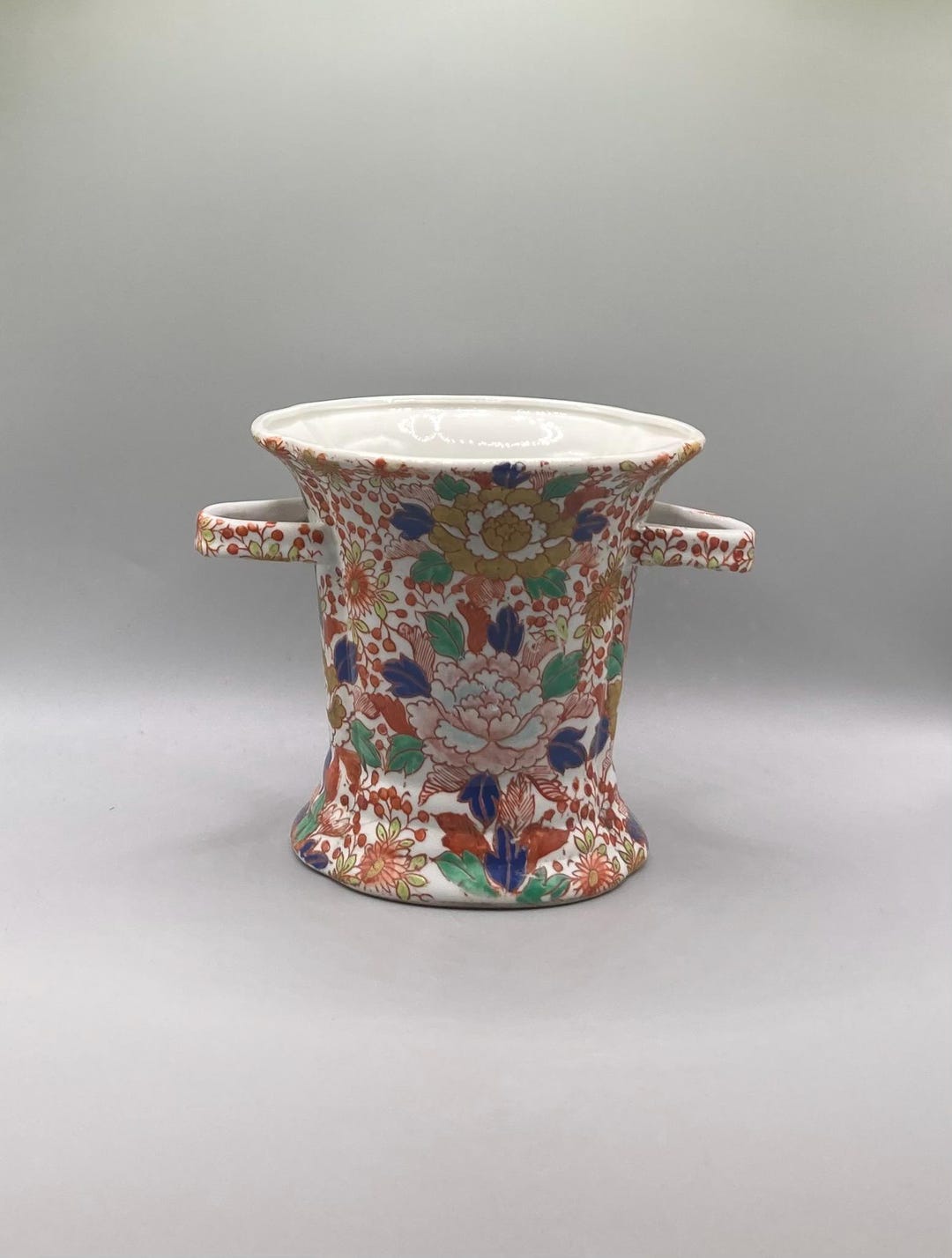 Japanese Imari Porcelain Floral Jardiniere Planter With Handles, Hand ...