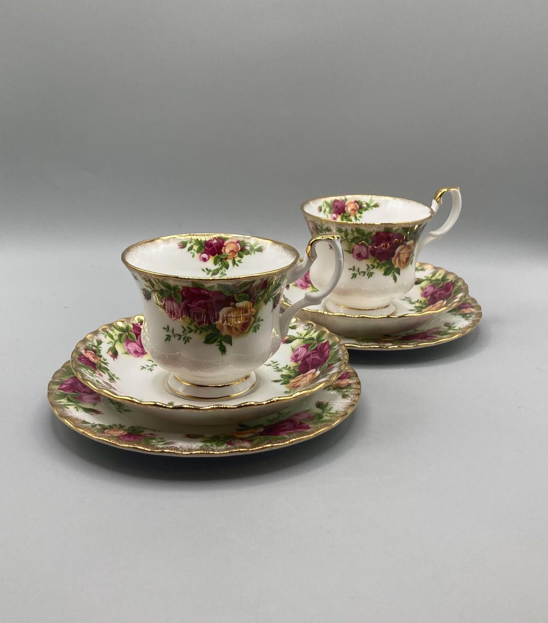 English Royal Albert Old Country Roses Set of Two Tea Trios / Bone ...
