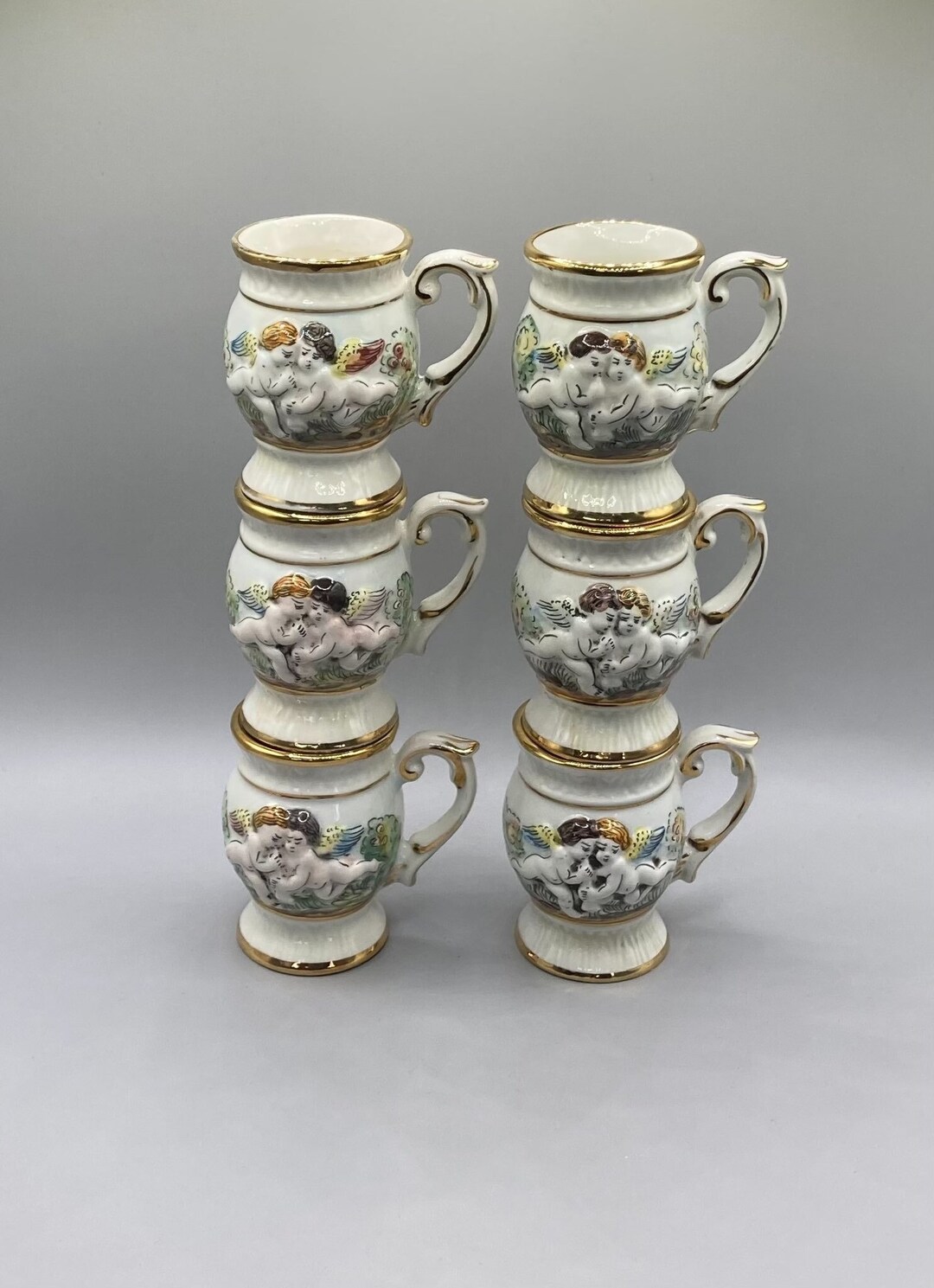 Italian Cherub Mugs / Rococo R. Capodimonte Set of 6 Cups - Etsy