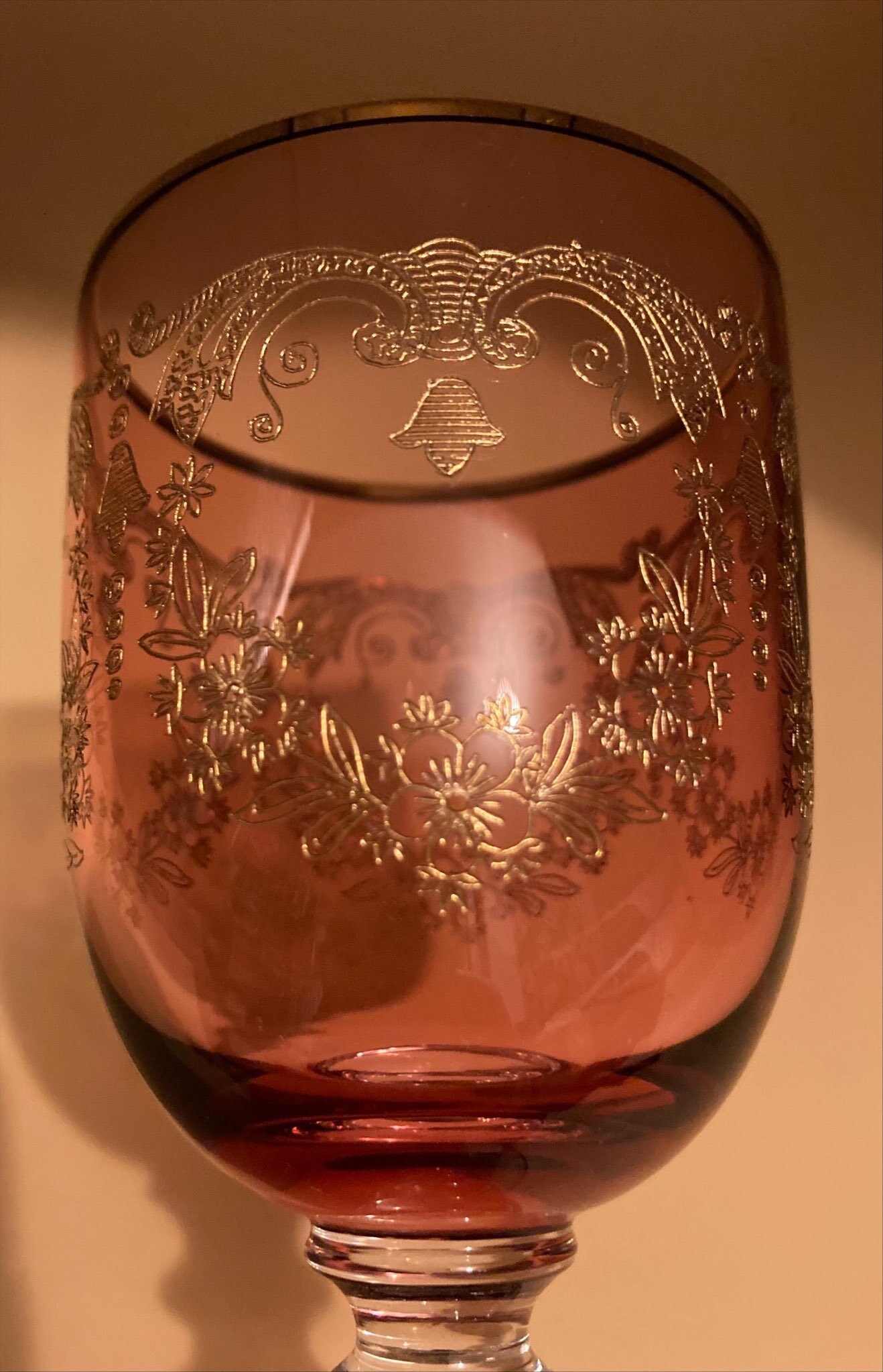 Home & Living Home Deco Cranberry-ruby colour wine glasses Hand made ...
