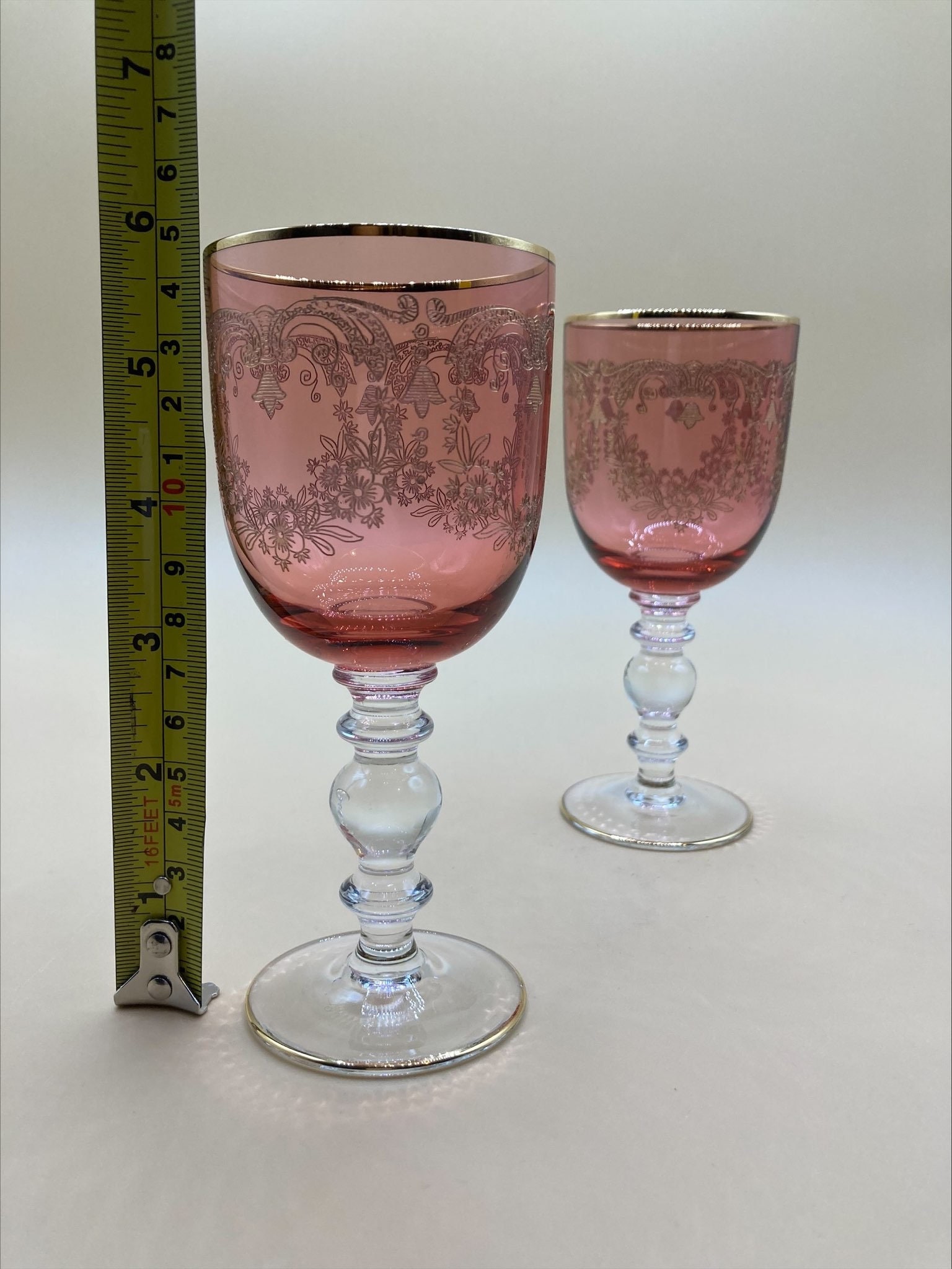 Home & Living Home Deco Cranberry-ruby colour wine glasses Hand made ...