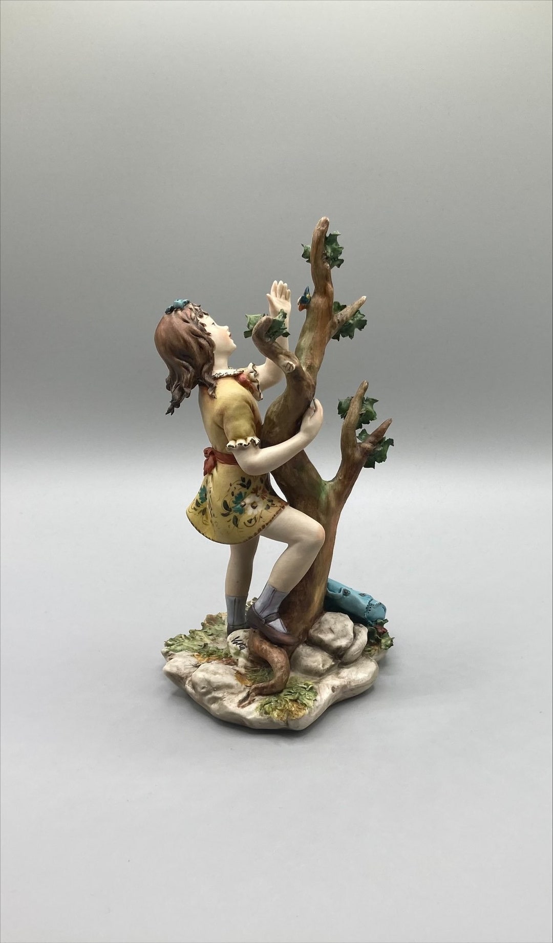 Rare Capodimonte Pastoral Figurine, Signed by Volta, A Girl Catching a ...