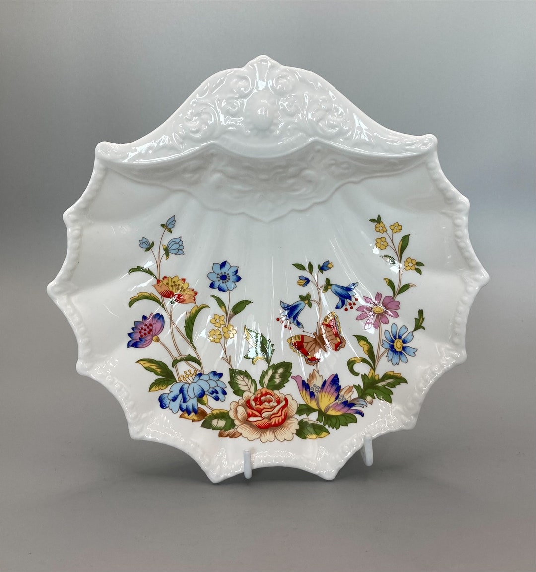 Shell Shaped Dish, Vintage Aynsley Cottage Garden Shell Shaped Trinket ...