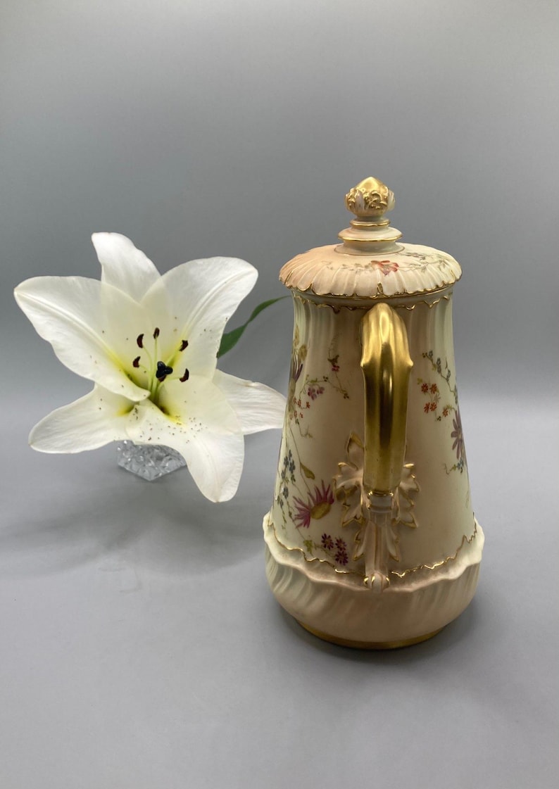 Antique Royal Worcester Coffee Pot, Hand Painted Floral Porcelain ...