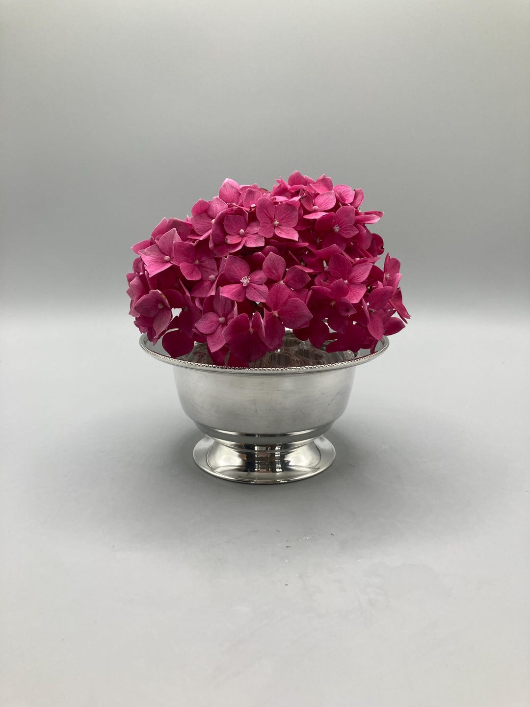 Vintage Silver Plate Posy/rose Bowl With Glass Flower Frog, - Etsy