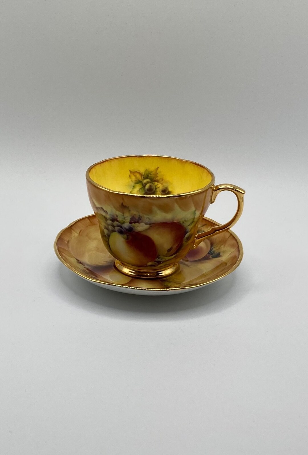 Roseberry Studios Fine Bone China Tea Duo, Orchard/fruit Pattern, Hand ...