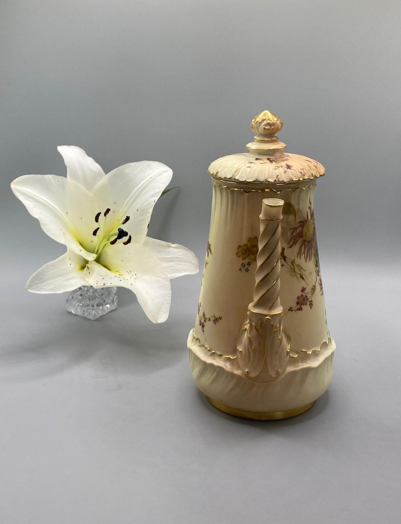Antique Royal Worcester Coffee Pot, Hand Painted Floral Porcelain ...