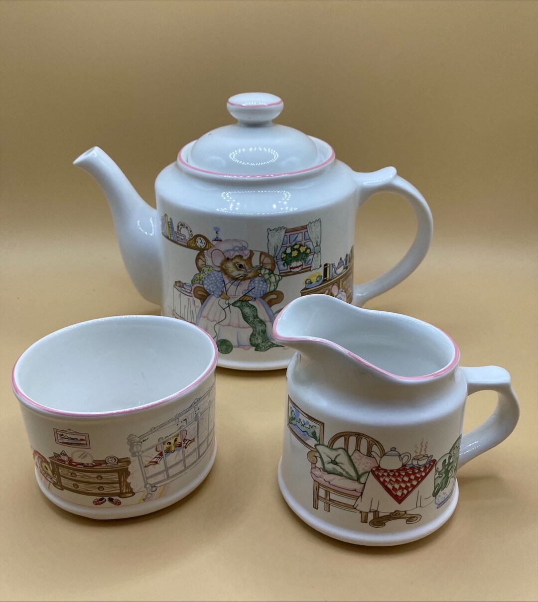 Vintage Wade House Mouse Tea Set – Teapot, Sugar Bowl & Creamer. - Etsy