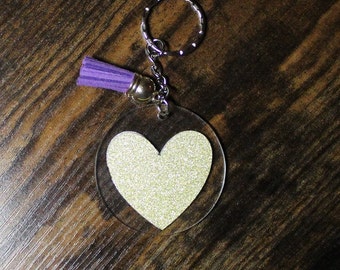 Acrylic Heart Keychain - Etsy