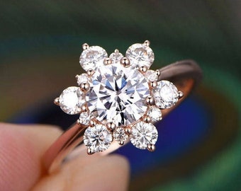 Starburst Halo Diamond Ring - Etsy
