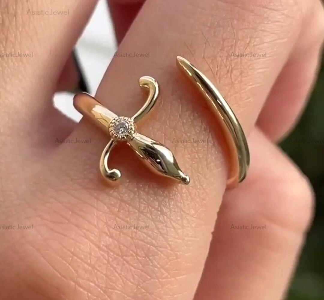 Sword Wrap Diamond Gold Ring/ Dagger Jewelry/ Unisex Sword Ring ...
