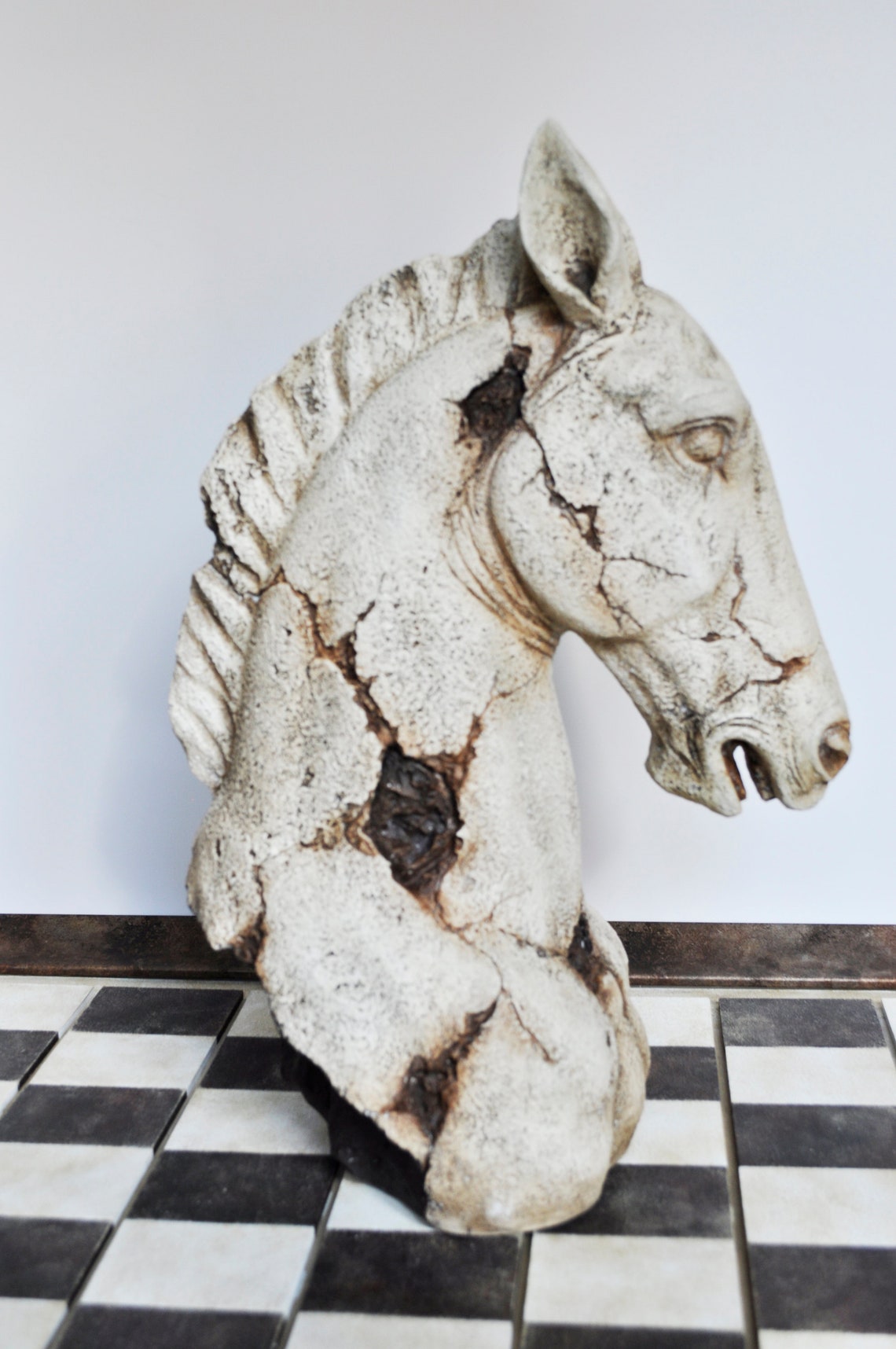 Horse Head Figure / Antique Stone Look / Artistic Object / - Etsy