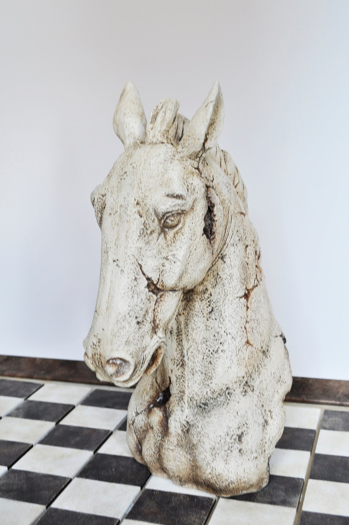 Horse Head Figure / Antique Stone Look / Artistic Object / - Etsy