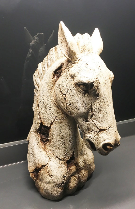 Horse Head Figure / Antique Stone Look / Artistic Object / - Etsy