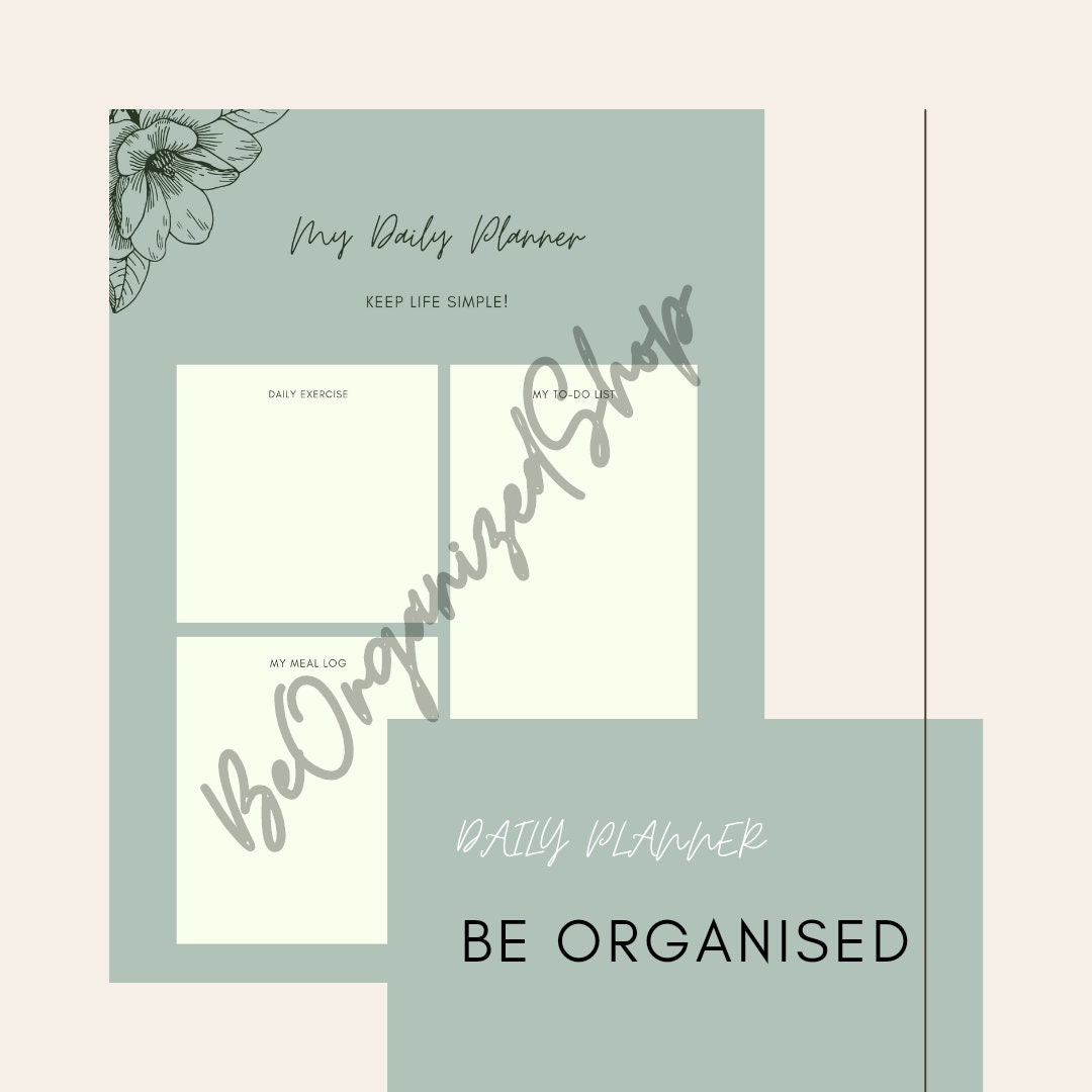 Printable Daily Planner Green - Etsy
