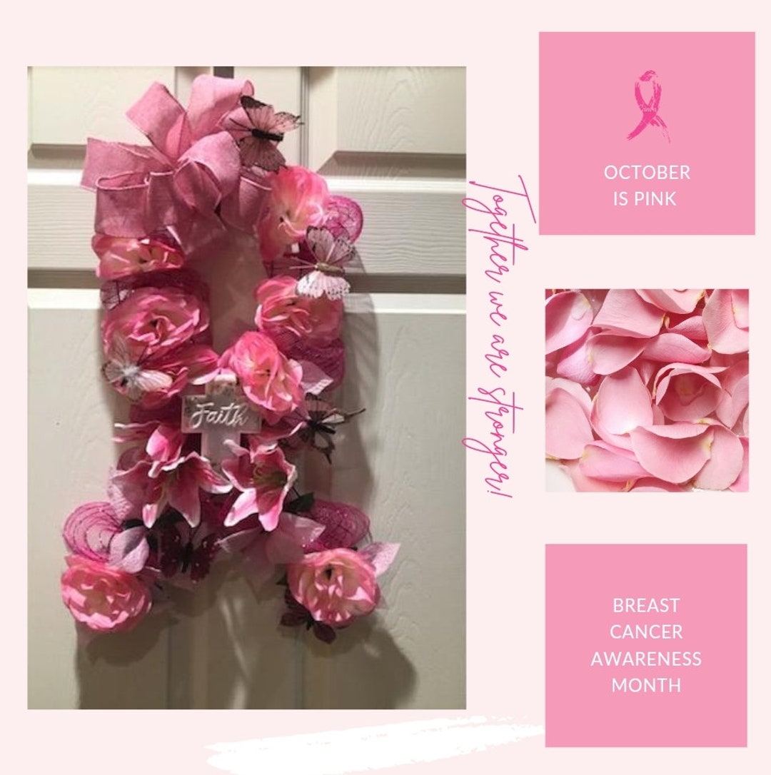Breast Cancer Door Wreath, Cancer Ribbon Metal Wreath, Pink Ribbon ...