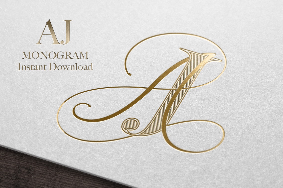 AJ Wedding Monogram - Digital Download | Couples Duogram | Personal ...