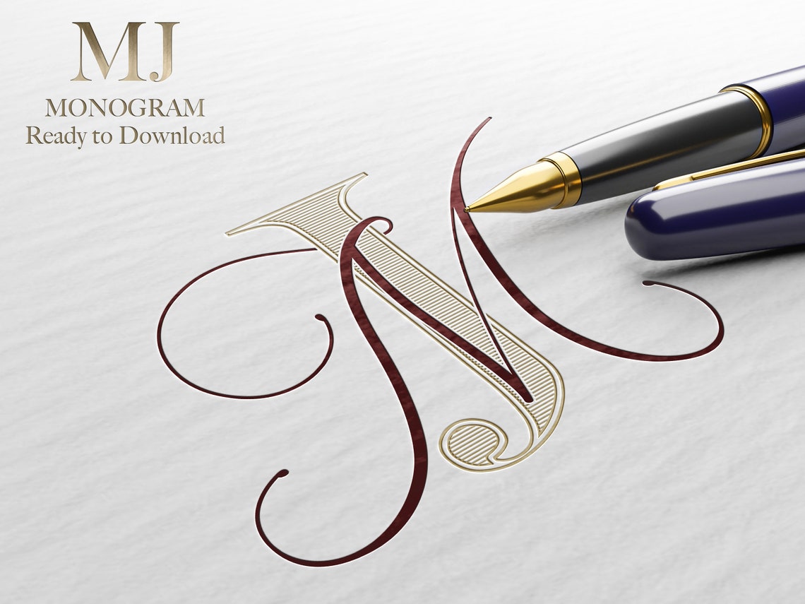 MJ Wedding Monogram - Digital File Download | Couples Duogram ...