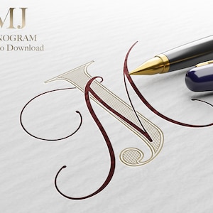 MJ Wedding Monogram - Digital File Download | Couples Duogram ...