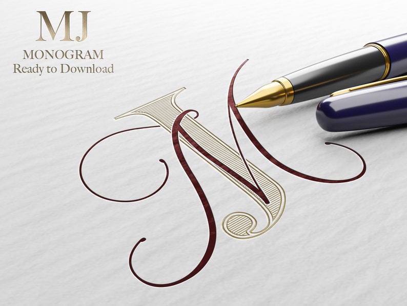 MJ Wedding Monogram - Digital File Download | Couples Duogram ...