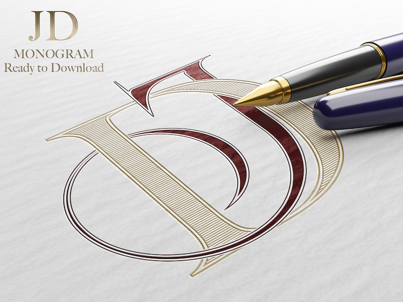 JD | 2 Letter Wedding Monogram With Letters JD | Ready to Download ...