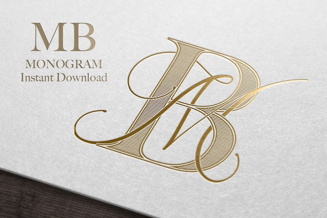 MB Wedding Monogram Ready-to-download, Pre-made Digital Graphic Design ...