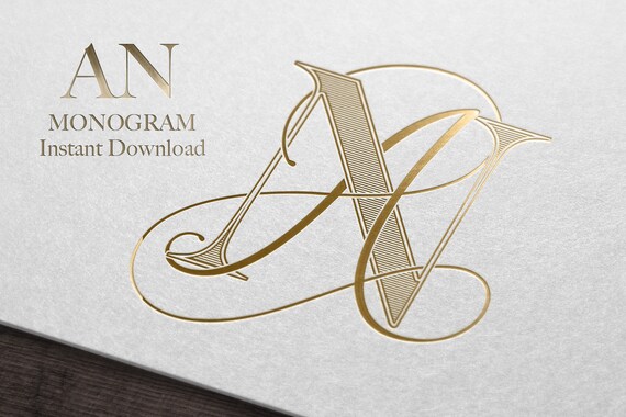 AN Wedding Monogram Digital Download Couples Duogram | Etsy