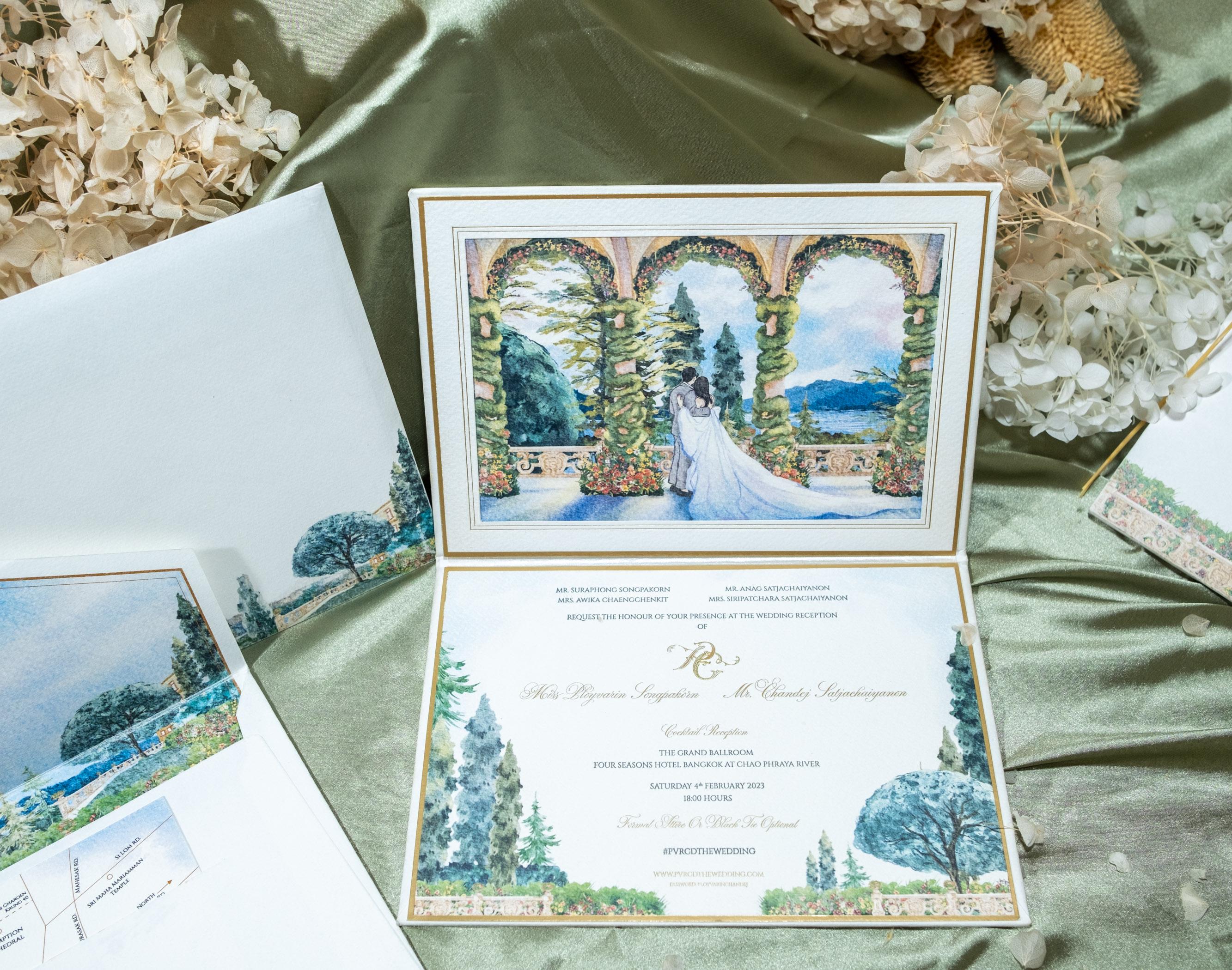 Premium Bi-fold Wedding Invitation Hardcover Book-style Bespoke Design ...