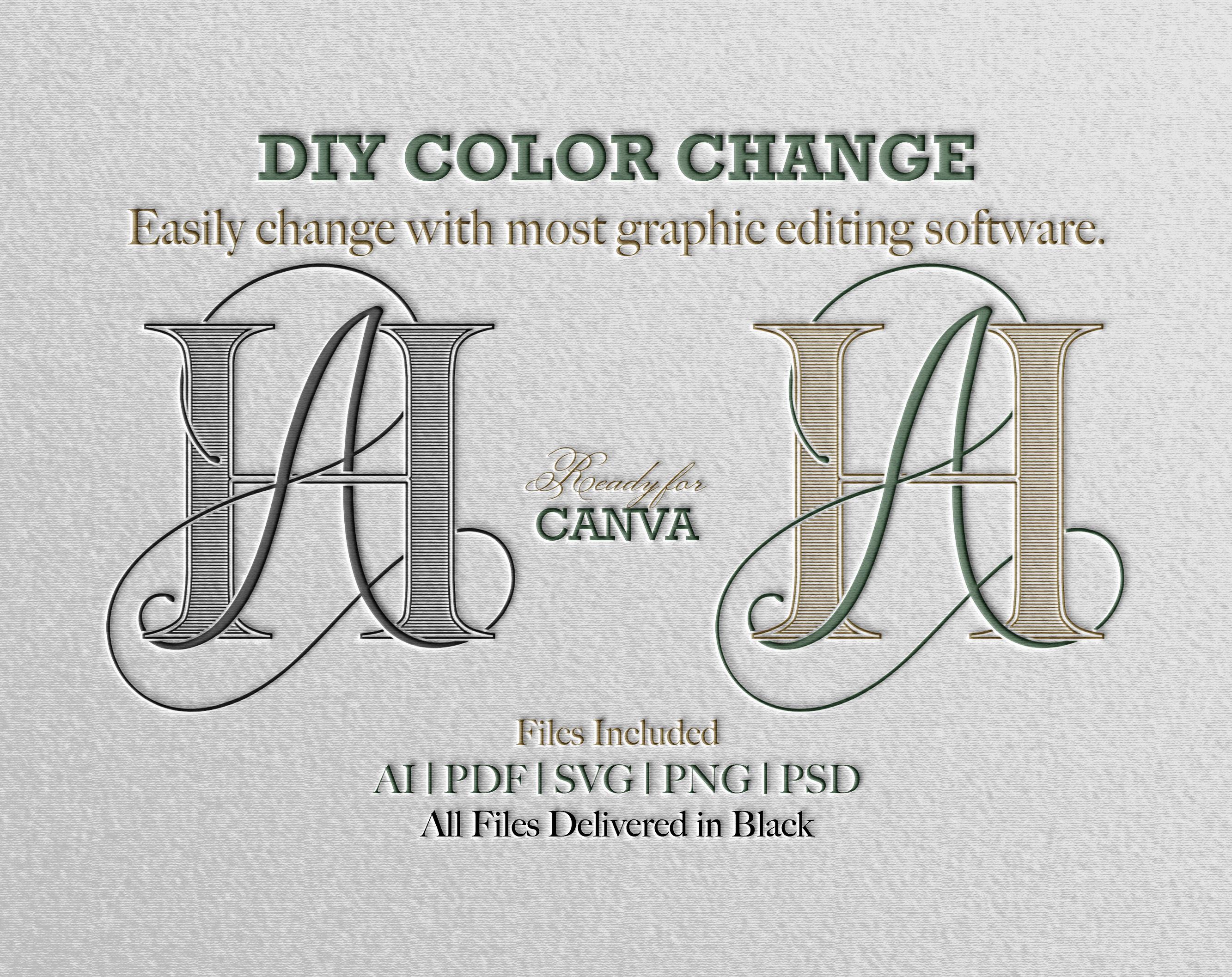 AH Wedding Monogram - Digital Download | Couples Duogram | Personal ...