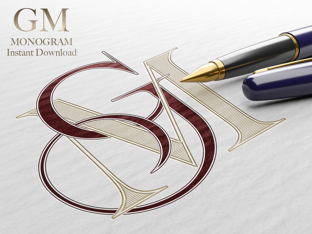 GM | 2 Letter Wedding Monogram With Letters GM | Ready to Download ...