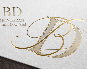 AI Wedding Monogram Digital Download Couples Duogram - Etsy