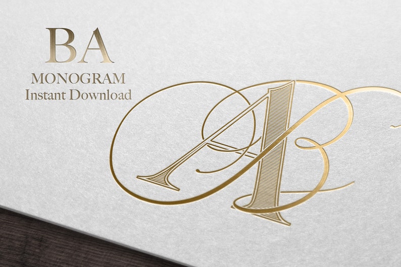 BA Wedding Monogram - Digital Download | Couples Duogram | Personal ...