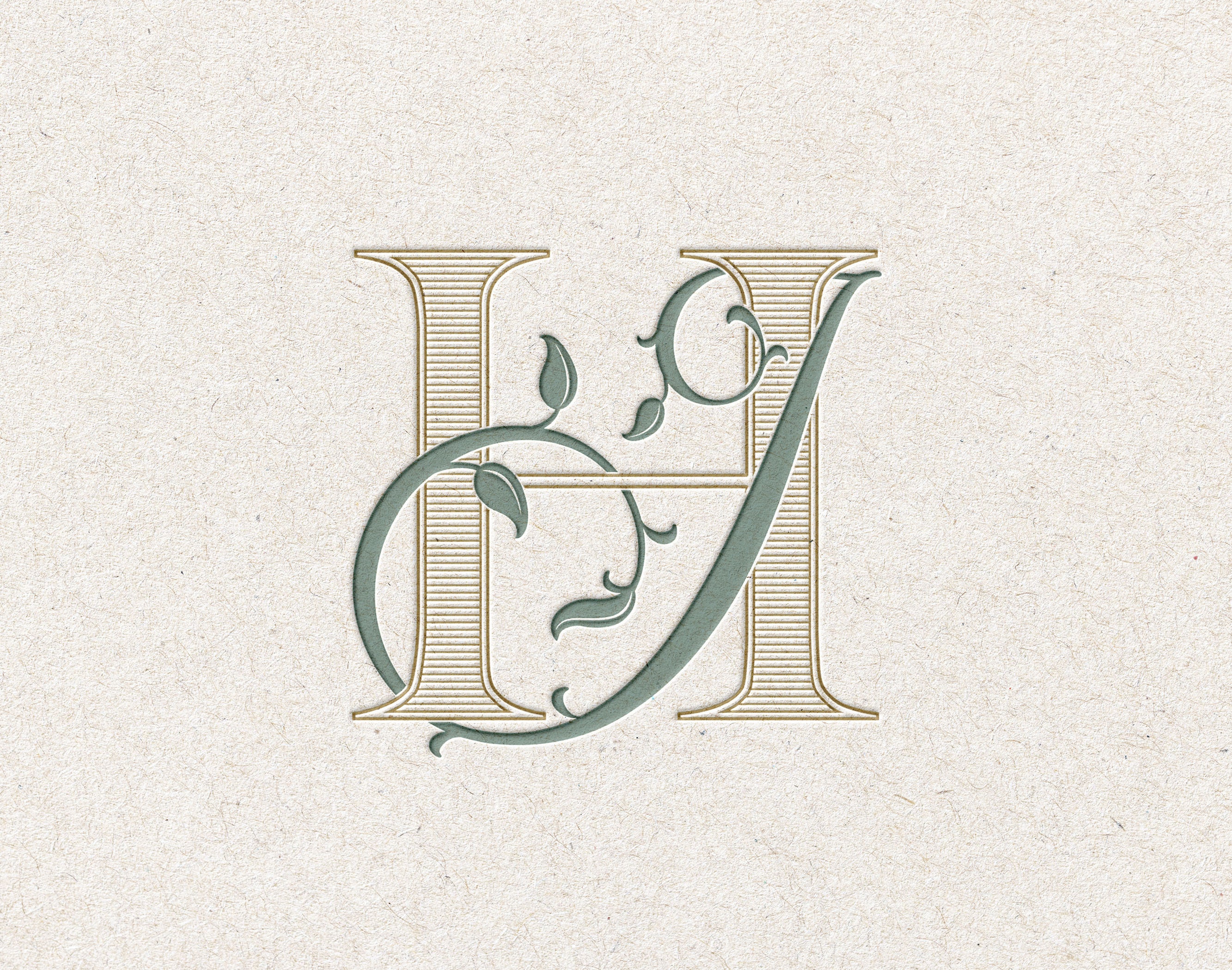JH Monogram With Flourishes | Ready to Download 2-letter Monogram for ...