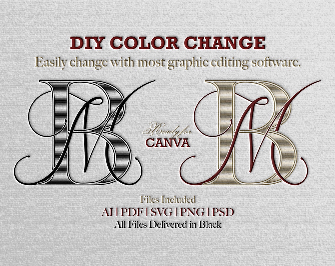 MB Wedding Monogram | Ready-to-download, Pre-made Digital Graphic ...