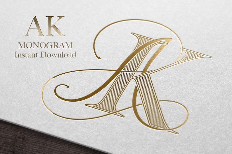 AK Wedding Monogram - Digital Download | Couples Duogram | Personal ...