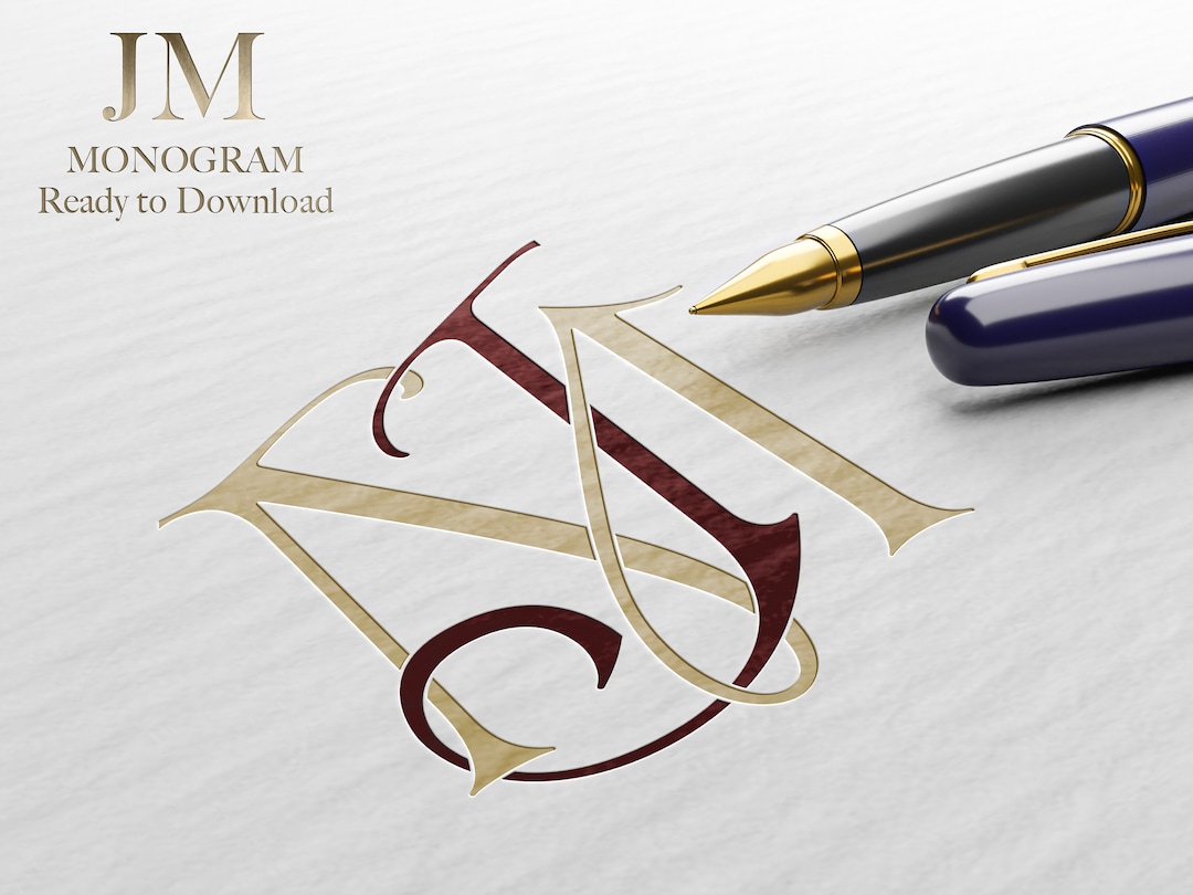 JM 2 Letter Wedding Monogram With Letters JM Ready to Download Vector ...