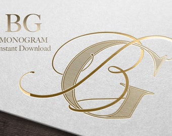 AI Wedding Monogram Digital Download Couples Duogram - Etsy