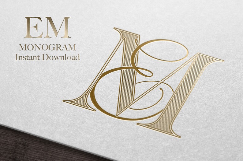 EM Wedding Monogram - Digital Download | Couples Duogram | Personal ...