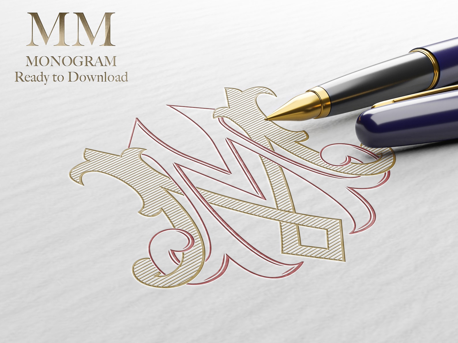 MM - Vintage Double Letter Wedding Monogram | Ready to Download Digital ...
