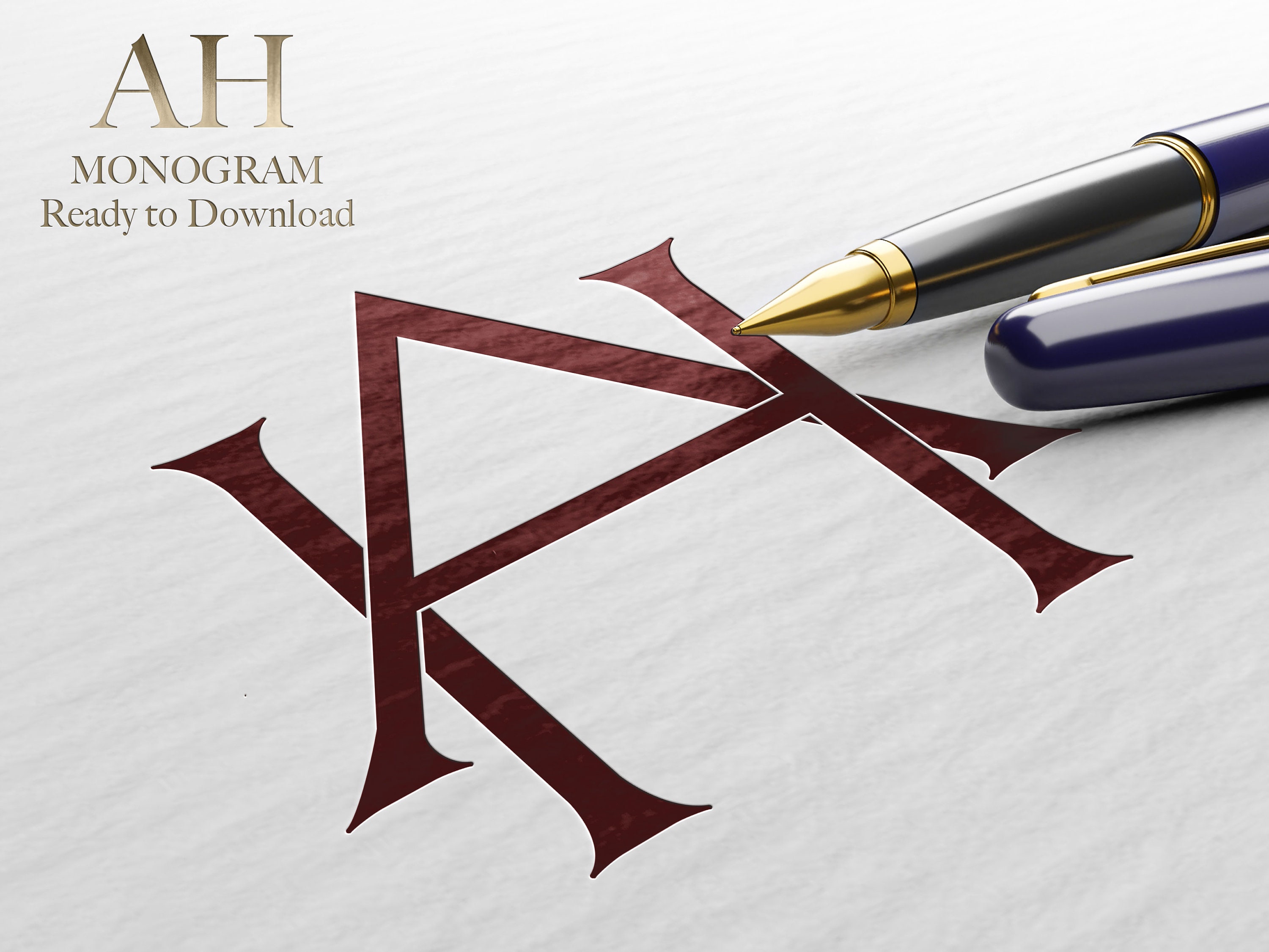 AH Vintage 2 Letter Wedding Monogram With Letters AH Ready to Download ...