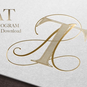 AT Wedding Monogram - Digital Download | Couples Duogram | Personal ...