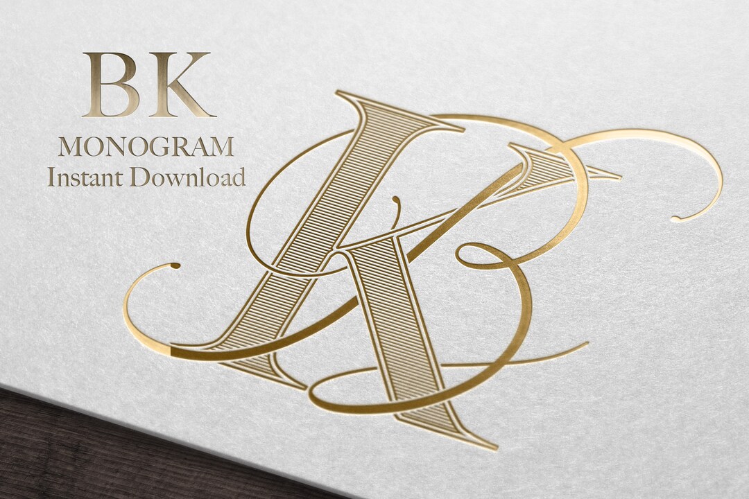BK Wedding Monogram - Digital Download | Couples Duogram | Personal ...