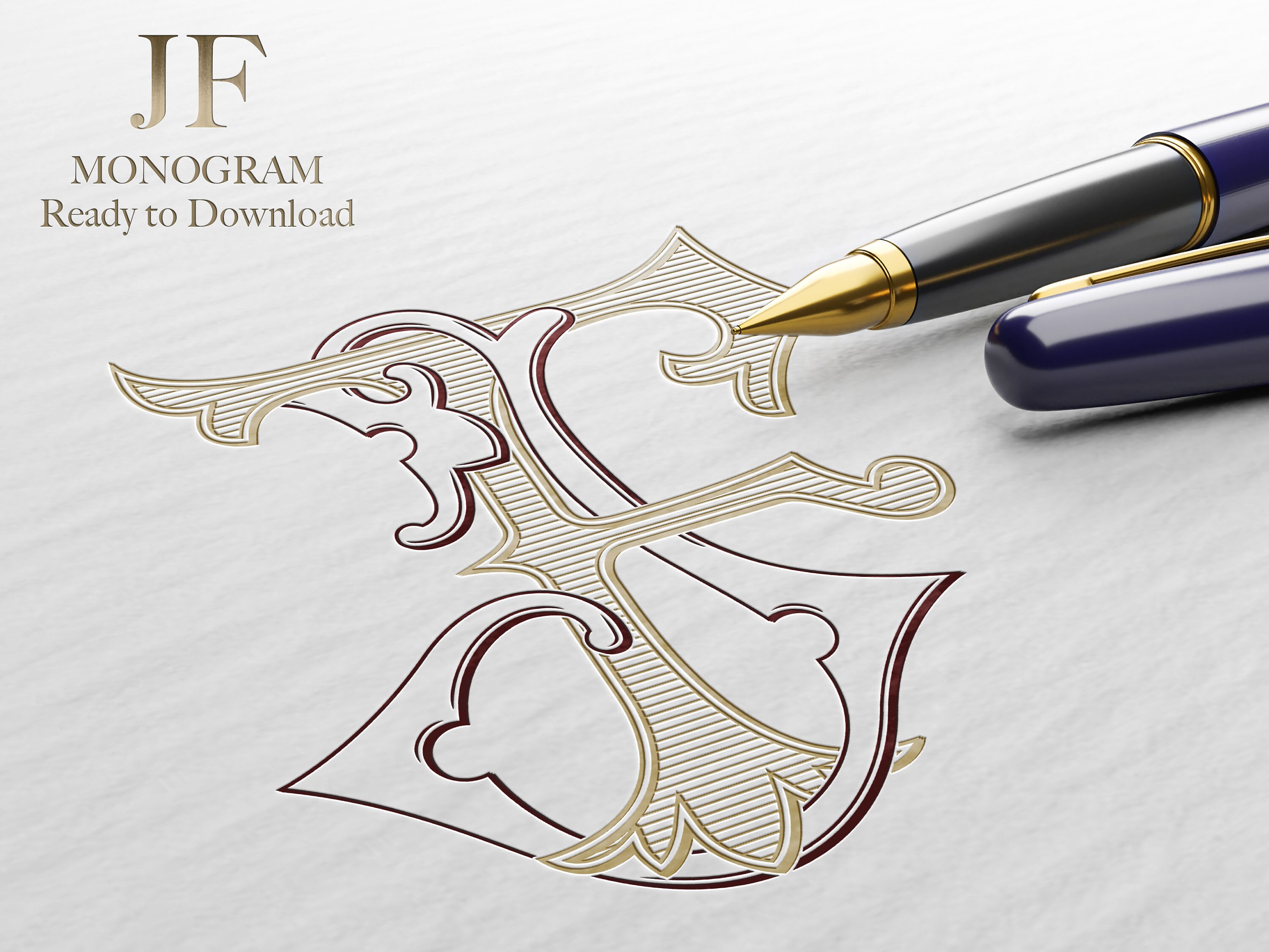 JF Wedding Monogram Vintage Design, Modern Precision Ready to Download ...