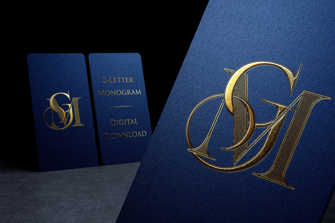 GM | 2 Letter Wedding Monogram With Letters GM | Ready to Download ...