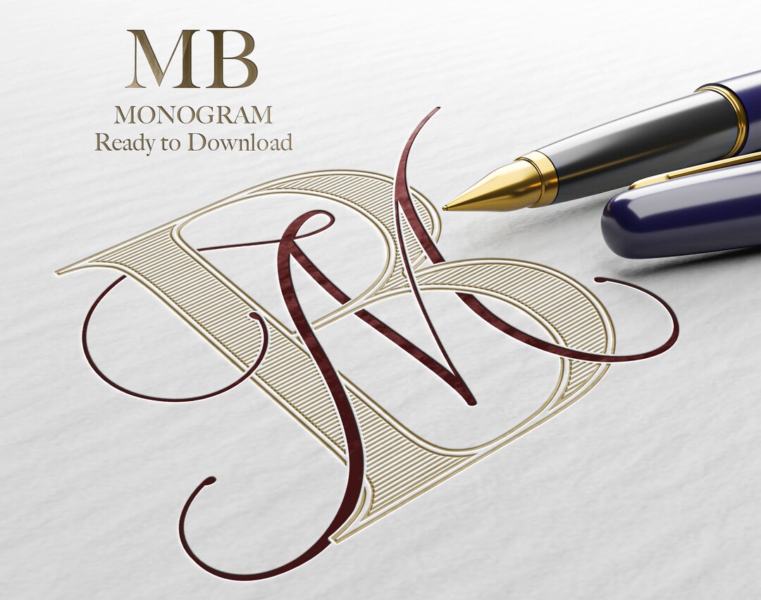 MB Wedding Monogram | Ready-to-download, Pre-made Digital Graphic ...