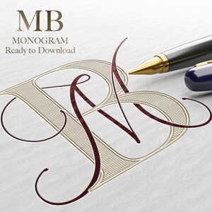 MB Wedding Monogram | Ready-to-download, Pre-made Digital Graphic ...