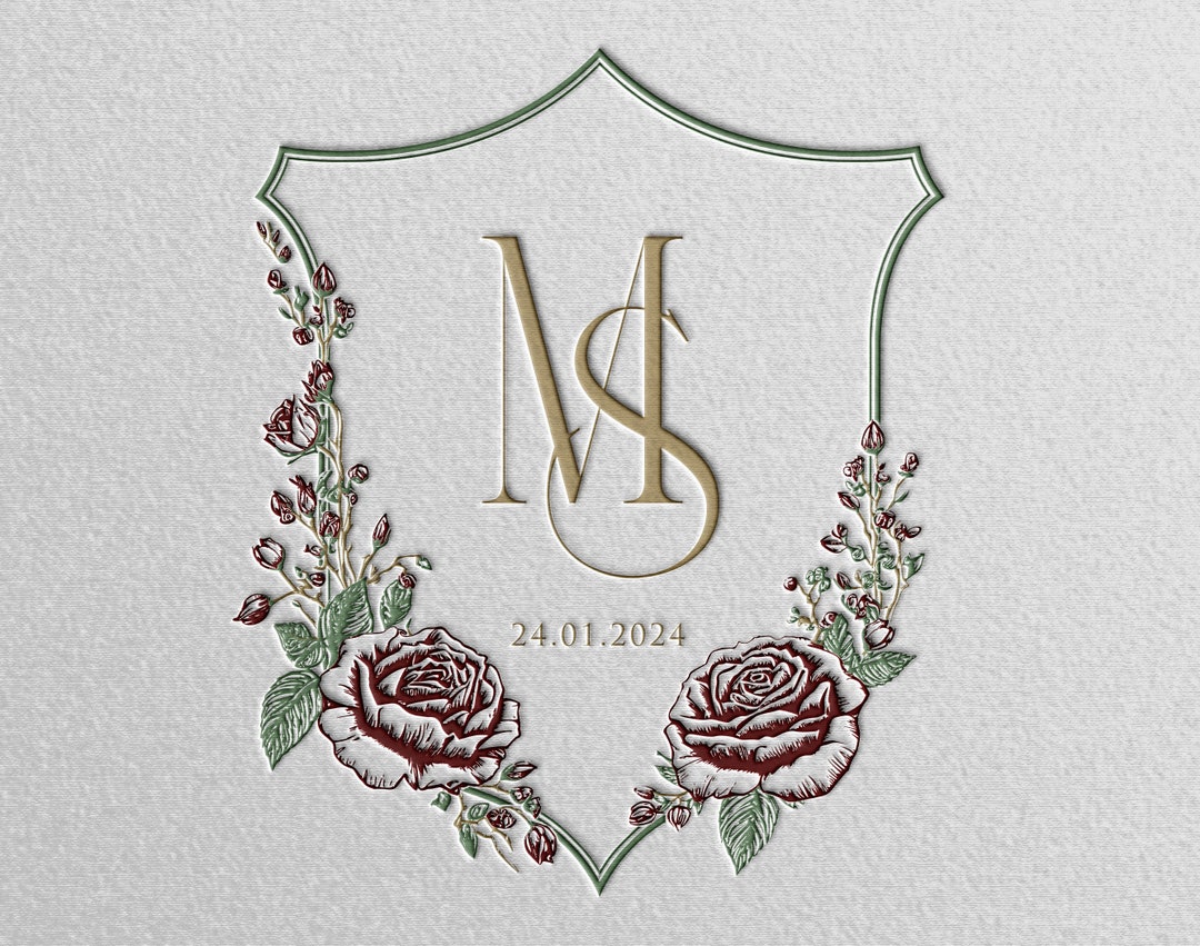 Wedding Crest Digital Download Floral Banner, Graphic Design for ...